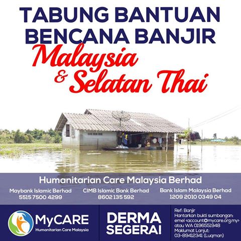 Tabung Bantuan Bencana Banjir Malaysia & Selatan Thailand - MyCARE